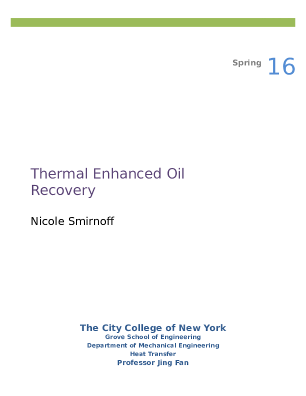(DOC) Thermal Enhanced Oil Recovery