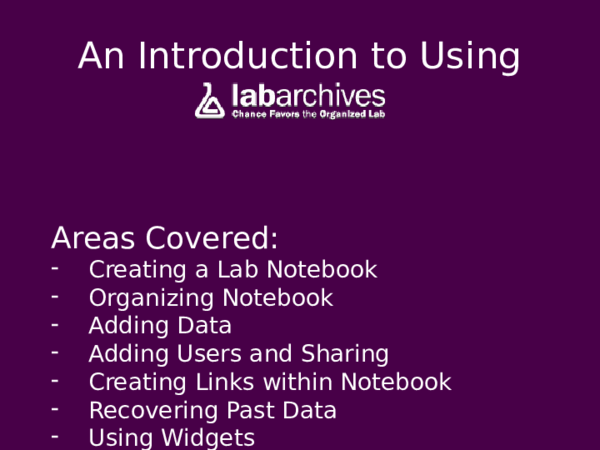 (PPT) An Introduction to using LAB ARCHIVES III xg053p | nandha kumar ...