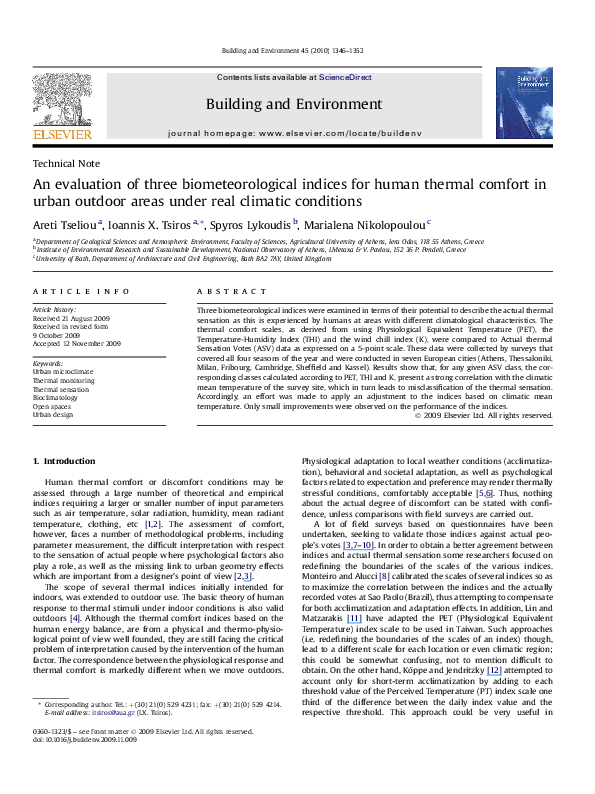 (PDF) An evaluation of three biometeorological indices for human ...