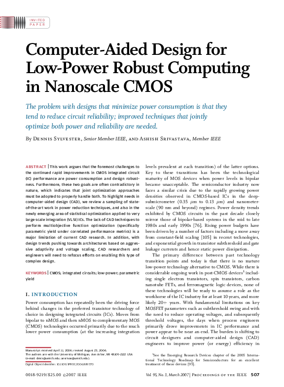 (PDF) Computer-Aided Design for Low-Power Robust Computing in Nanoscale CMOS