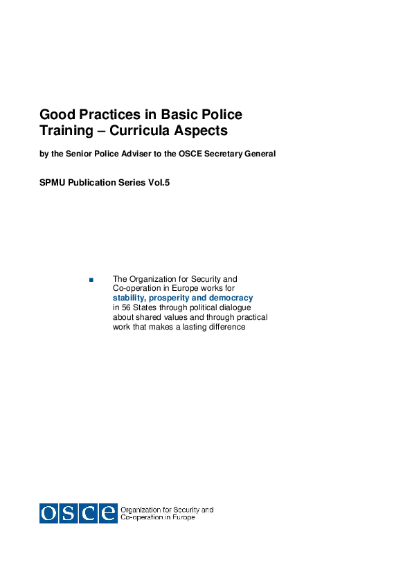 (PDF) Good Practices in Basic Police Training – Curricula Aspects