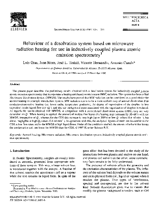 (PDF) Behaviour of a desolvation system based on microwave radiation ...