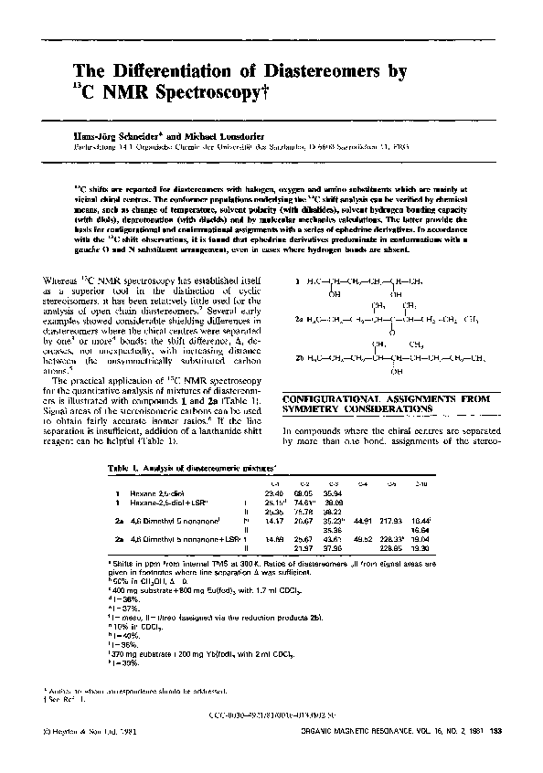 (PDF) The differentiation of diastereomers by13C NMR spectroscopy
