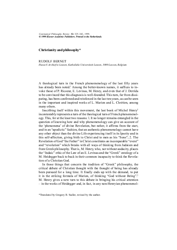 (PDF) Christianity and Philosophy