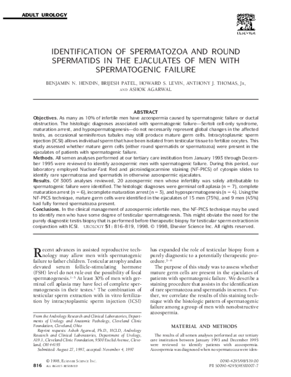 (PDF) Identification of Spermatozoa and Round Spermatids in the ...