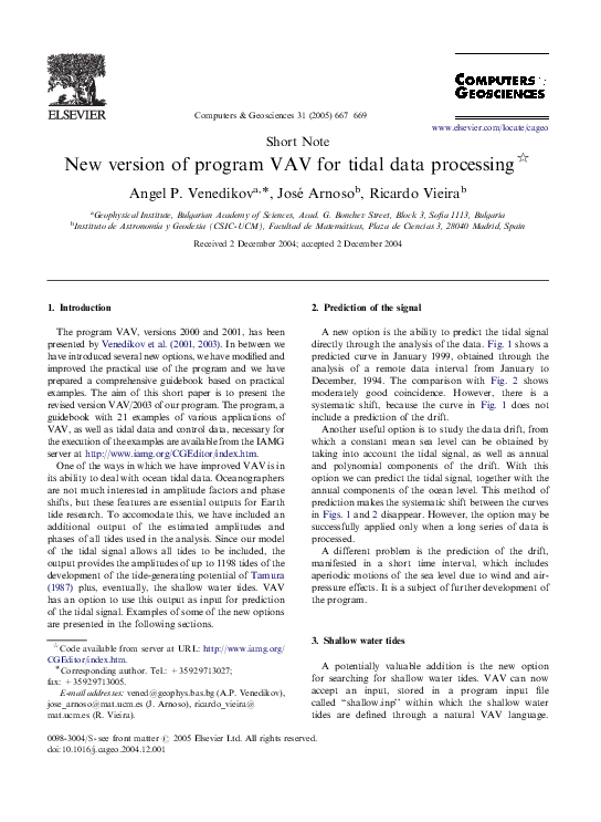 (PDF) New version of program VAV for tidal data processing