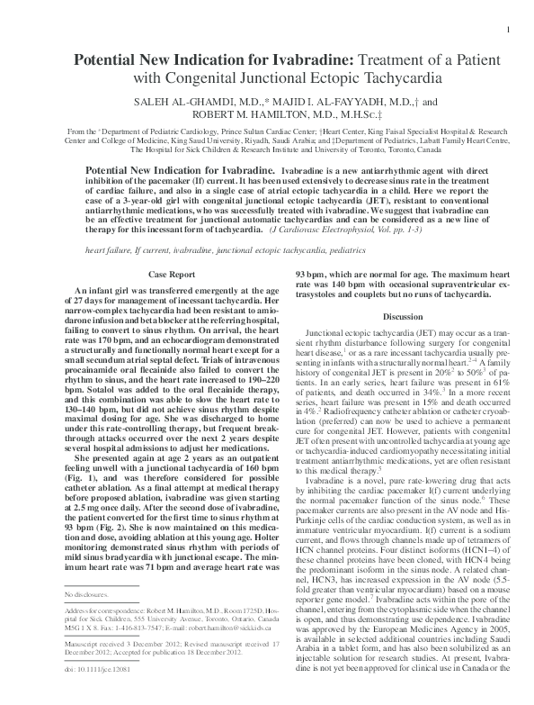 (PDF) Potential New Indication for Ivabradine: Treatment of a Patient ...