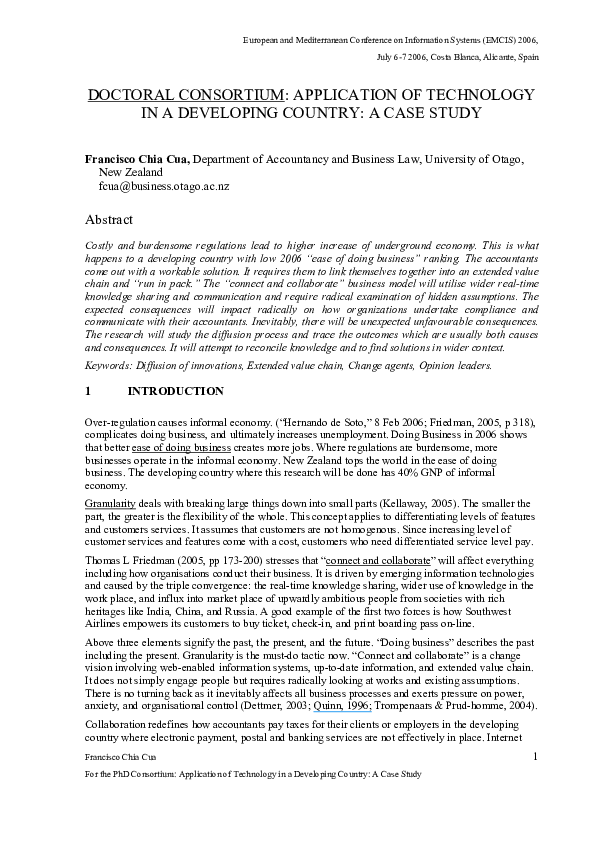 (PDF) Doctoral Consortium : Application of Technology in a Developing ...