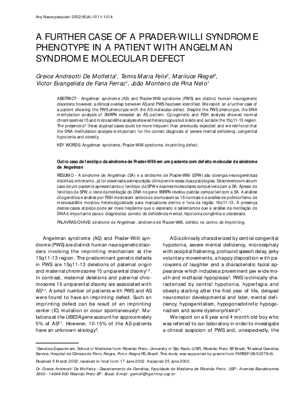 (PDF) A suspicious case of mosaic Prader–Willi and Angelman syndromes ...