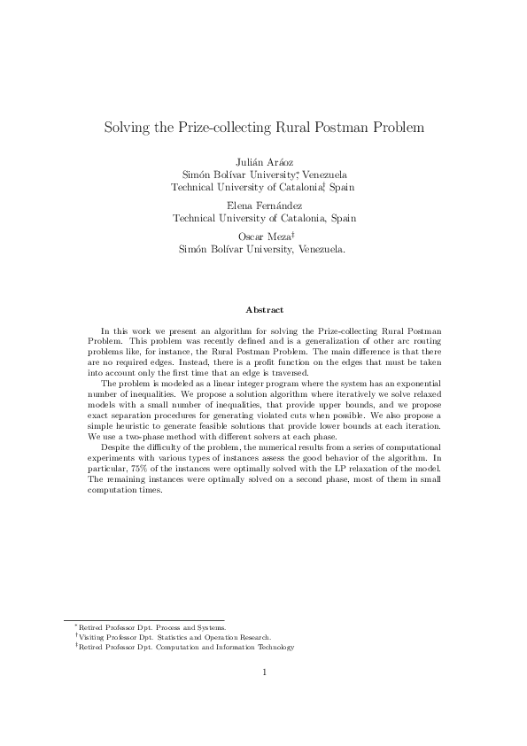 (PDF) Solving the Prize-collecting Rural Postman Problem | Oscar Meza ...