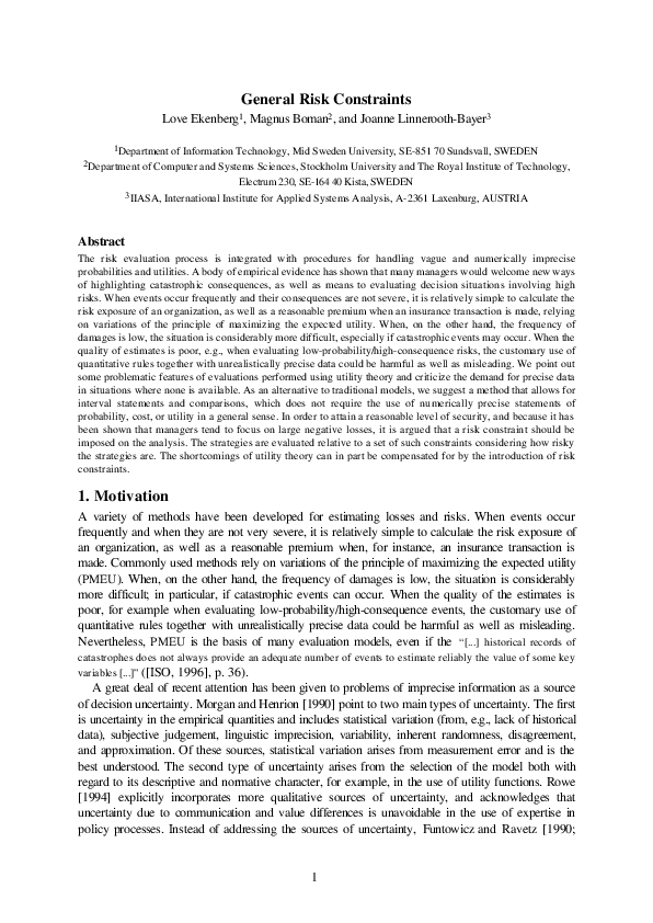 (PDF) General Risk Constraints