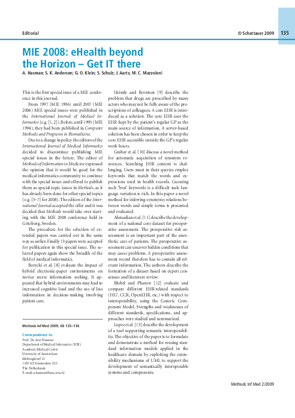 (PDF) MIE 2008: eHealth beyond the horizon--get IT there