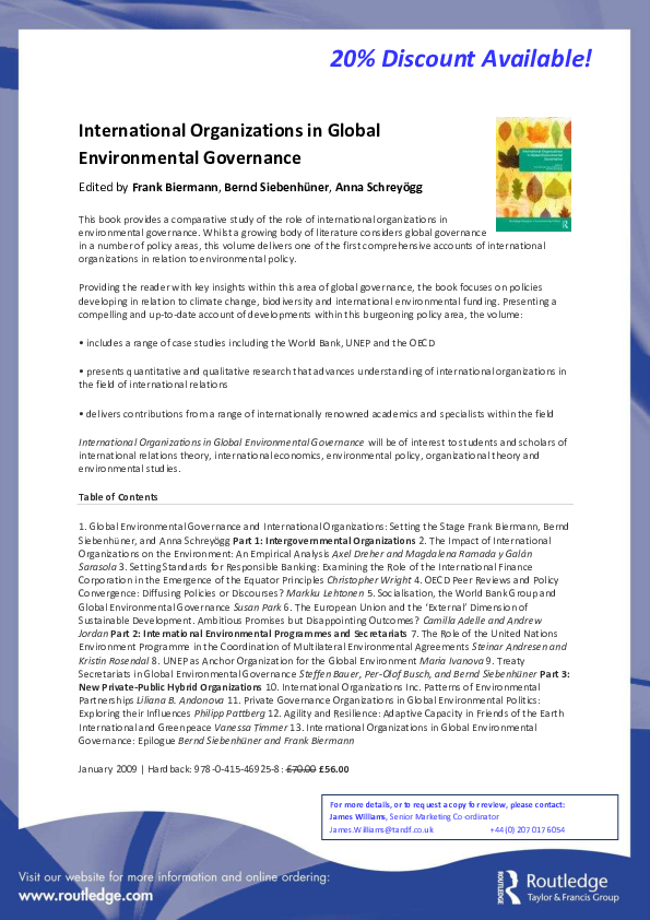 (PDF) International Organizations in Global Environmental Governance
