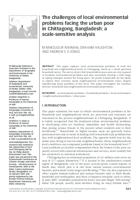 (PDF) The challenges of local environmental problems facing the urban ...