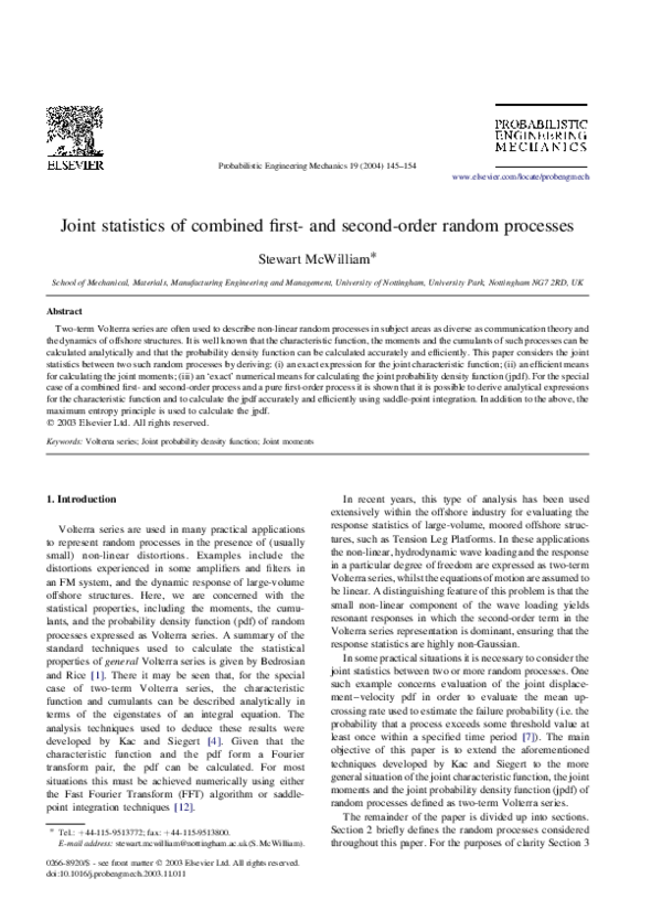 (PDF) Joint statistics of combined first- and second-order random processes