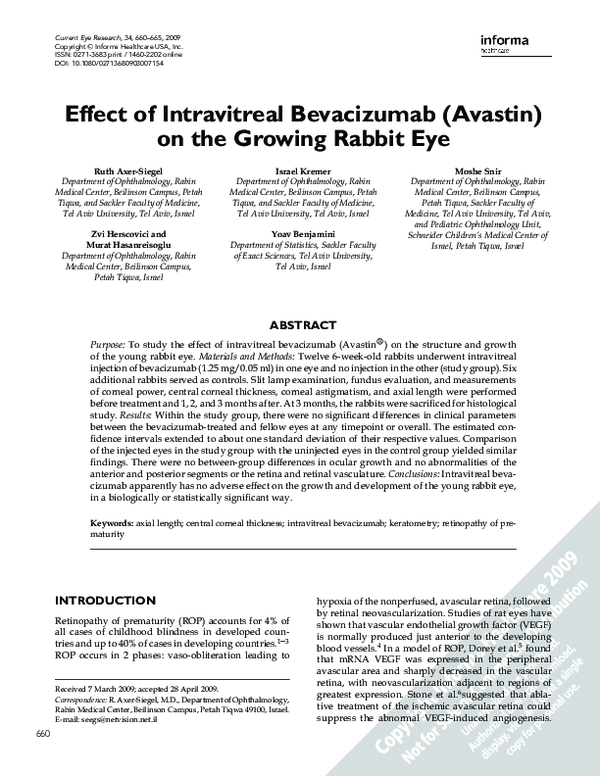 (PDF) Effect of Intravitreal Bevacizumab (Avastin) on the Growing ...