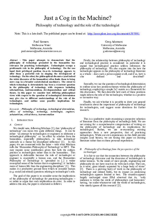 (DOC) Just a Cog in the Machine?