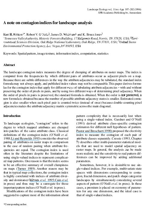 (PDF) A note on contagion indices for landscape analysis