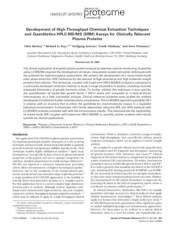 (PDF) Development of High-Throughput Chemical Extraction Techniques and ...