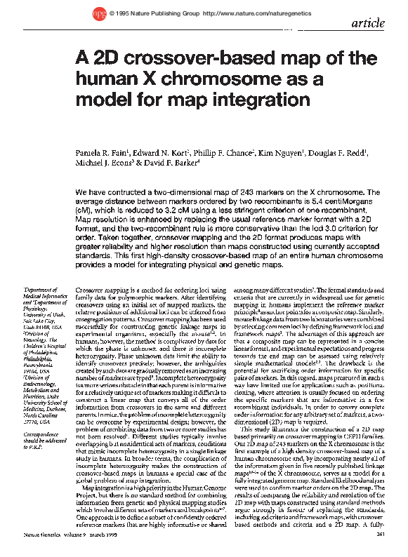 (PDF) A 2D crossover–based map of the human X chromosome as a model for ...