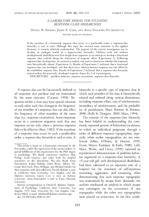 (PDF) A Laboratory Model for Studying Response-Class Hierarchies