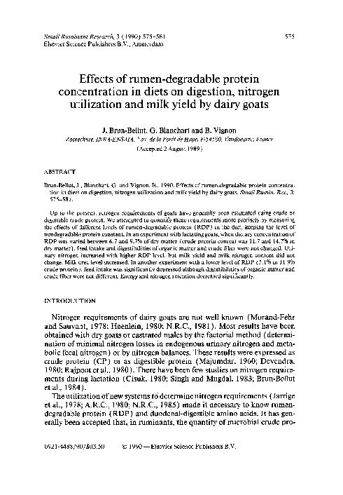 (PDF) Rumen-Degradable Protein Impact on Dairy Goat Nutrition