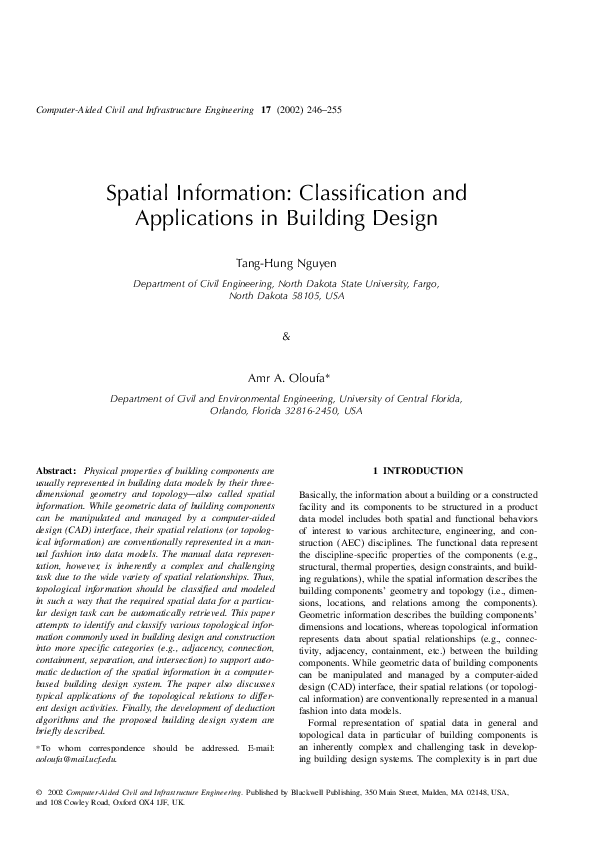 (PDF) Spatial information: Classification and applications in building ...