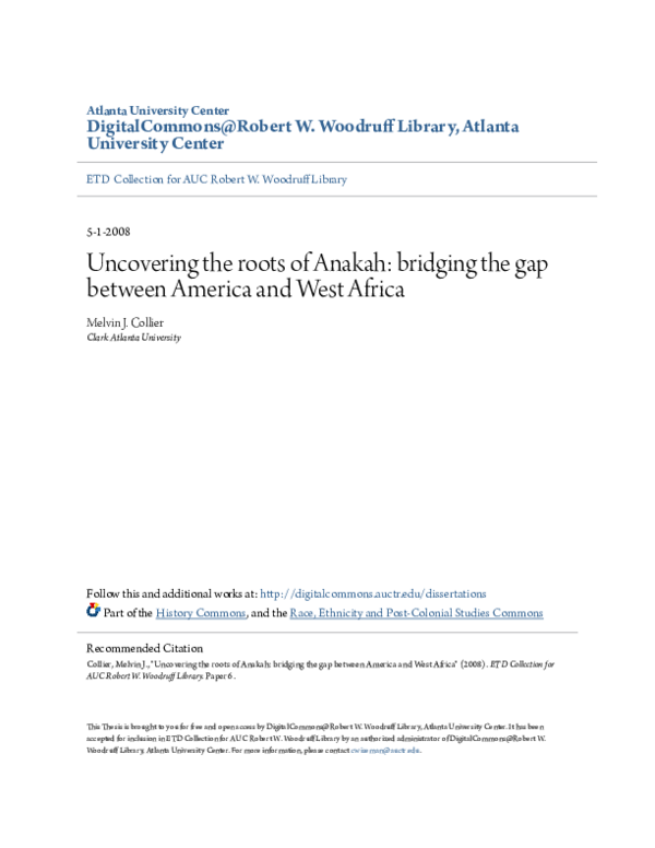 (PDF) Uncovering the roots of Anakah: bridging the gap between America ...