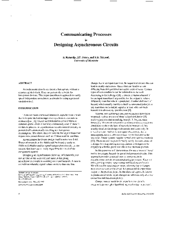 (PDF) Communicating processes in designing asynchronous circuits