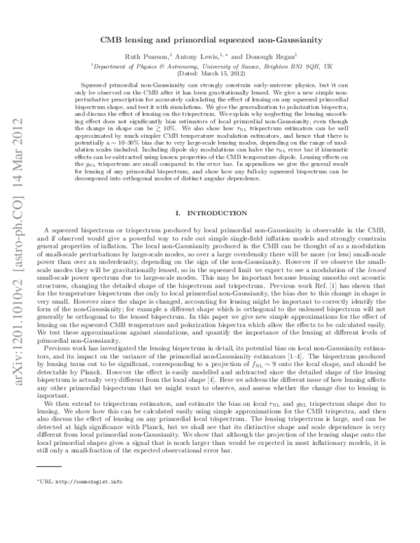 (PDF) CMB lensing and primordial squeezed non-gaussianity