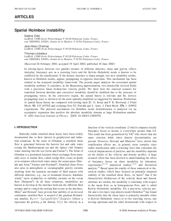 (PDF) Analyzing Spatial Holmboe Instability in Density Stratification