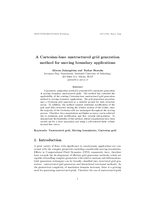 Pdf A Cartesian Base Unstructured Grid Generation Method For Moving Boundary Applications