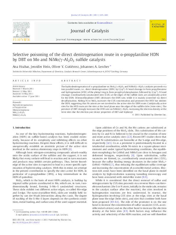 (PDF) Selective poisoning of the direct denitrogenation route in o ...