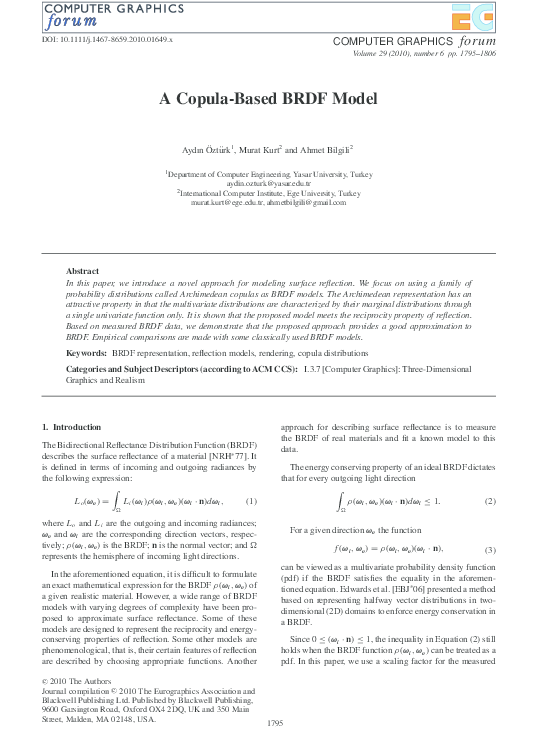 (PDF) A Copula‐Based BRDF Model