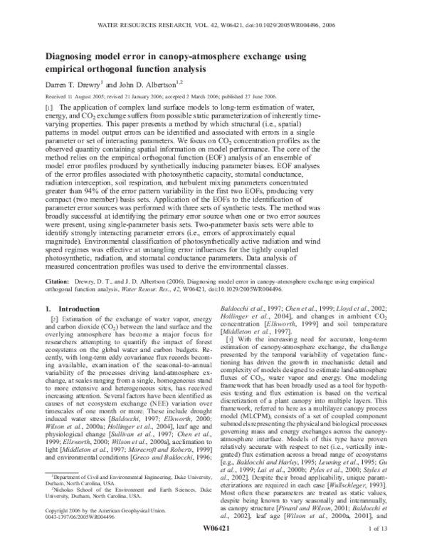(PDF) Diagnosing model error in canopy-atmosphere exchange using empirical orthogonal function ...