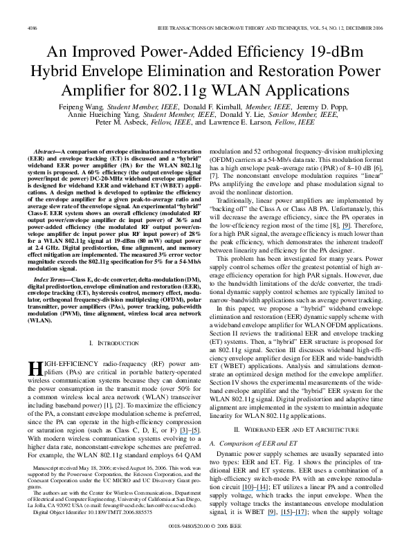 (PDF) An Improved Power-Added Efficiency 19dBm Hybrid Envelope ...