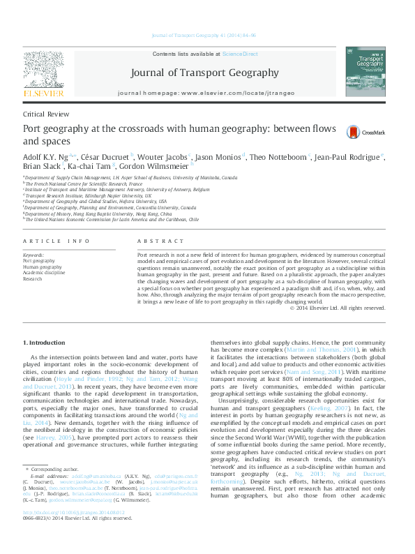(PDF) Port geography at the crossroads with human geography: between ...