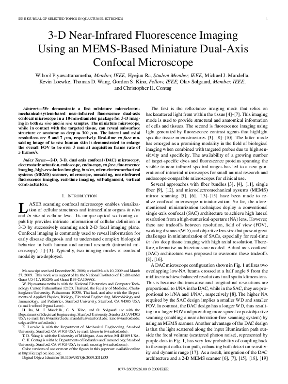 (PDF) 3-D Near-Infrared Fluorescence Imaging Using an MEMS-Based ...