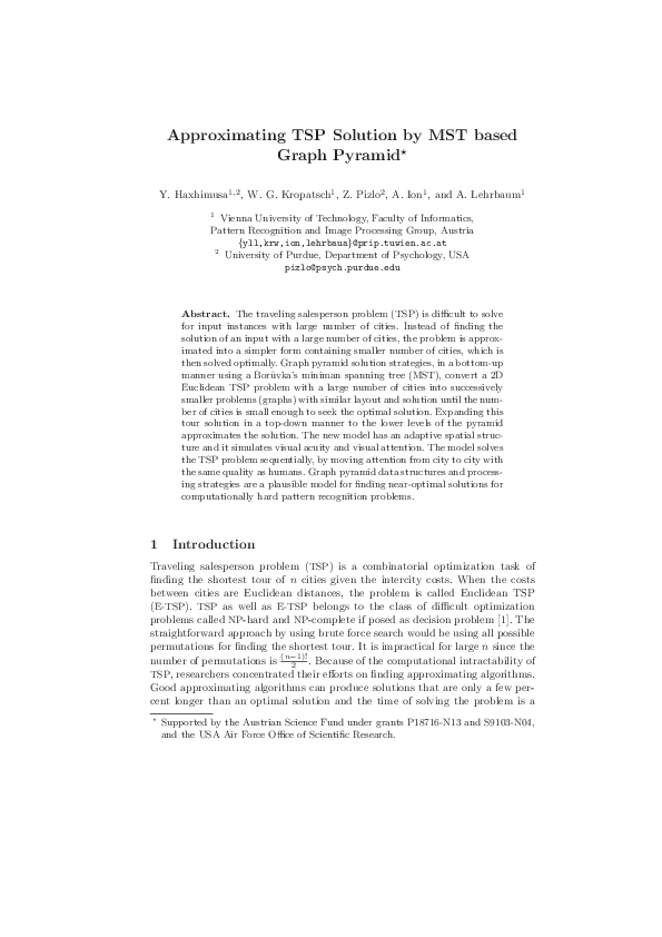 (PDF) Approximating TSP Solution by MST Based Graph Pyramid