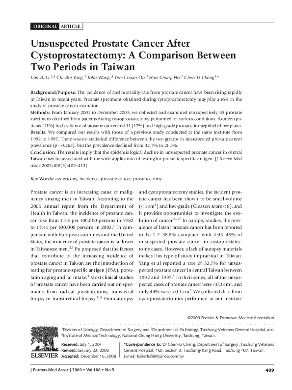 (PDF) Prostate Cancer Rates Post-Cystoprostatectomy in Taiwan