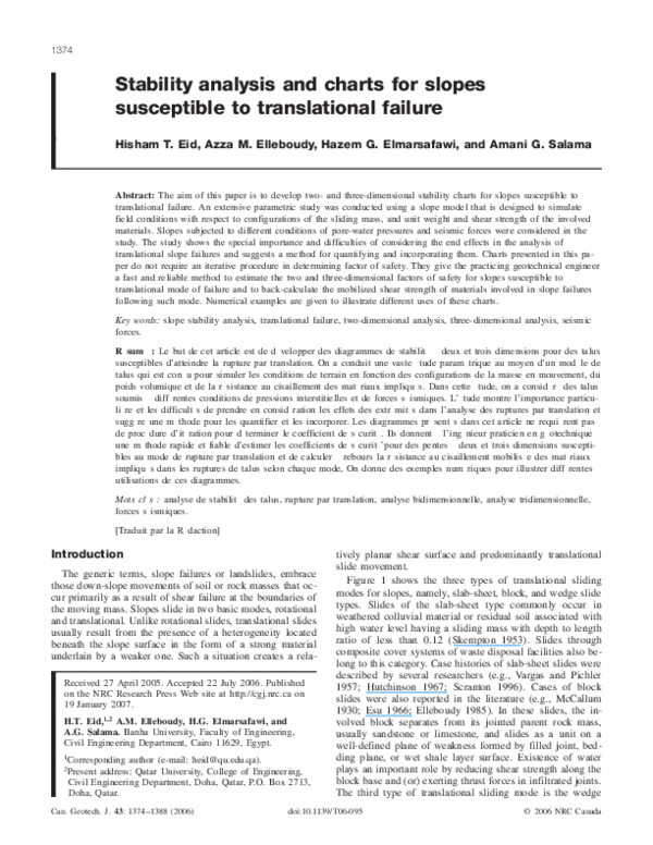(PDF) Stability analysis and charts for slopes susceptible to ...