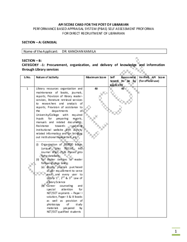 (PDF) API Score Card for Librarian