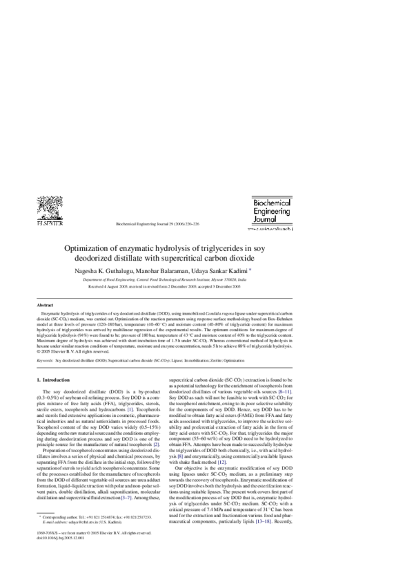 (PDF) Optimization of enzymatic hydrolysis of triglycerides in soy ...