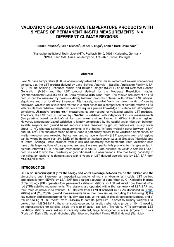 (PDF) Validation of the land-surface temperature products retrieved from Terra Moderate ...