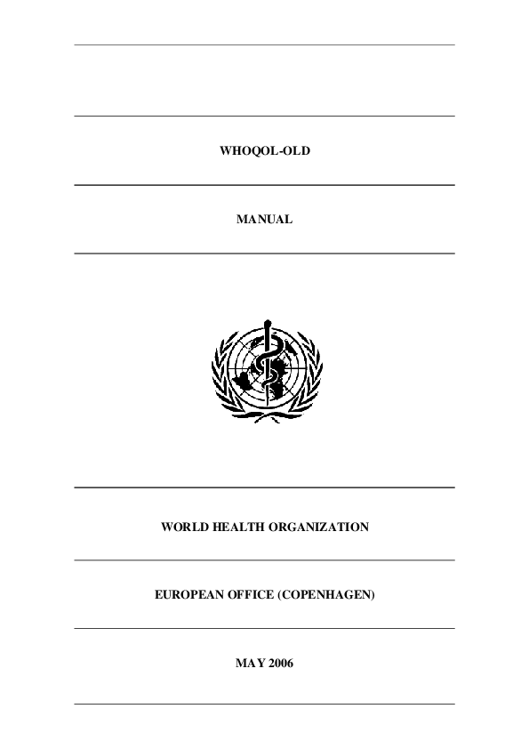(PDF) WHOQOL-OLD MANUAL