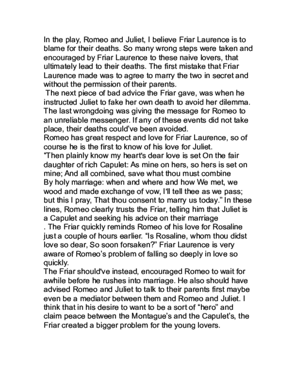 (DOC) Friar Lawrence