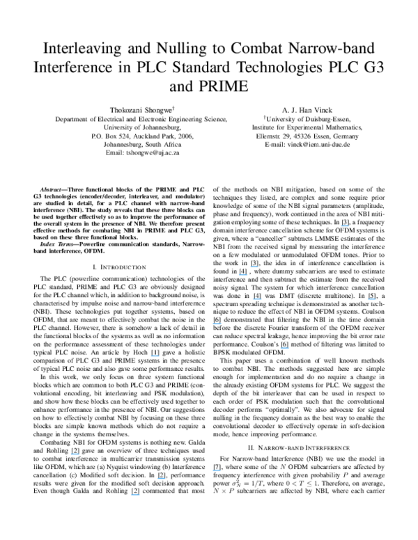 (PDF) Interleaving and nulling to combat narrow-band interference in ...
