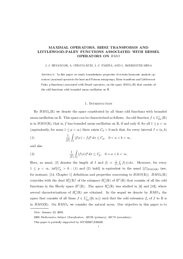 Pdf Maximal Operators Riesz Transforms And Littlewoodpaley Functions Associated With Bessel