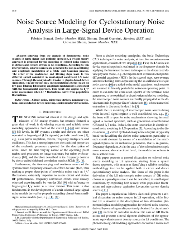 (PDF) Noise source modeling for cyclostationary noise analysis in large ...