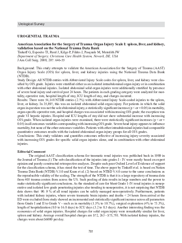 (PDF) American Association for the Surgery of Trauma Organ Injury Scale ...
